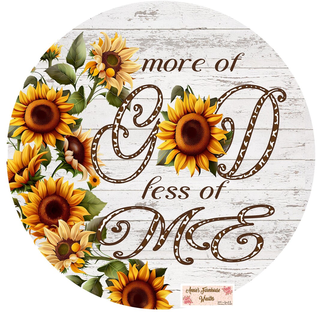 Round Metal Wreath Sign, More God Less Me Catholic, Religious Wreath ...