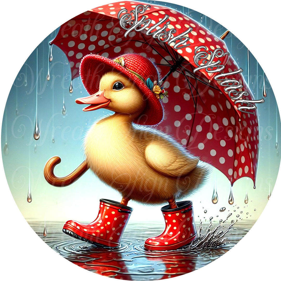 April Showers Duck in the Rain Umbrella Spring Metal Sign - Etsy
