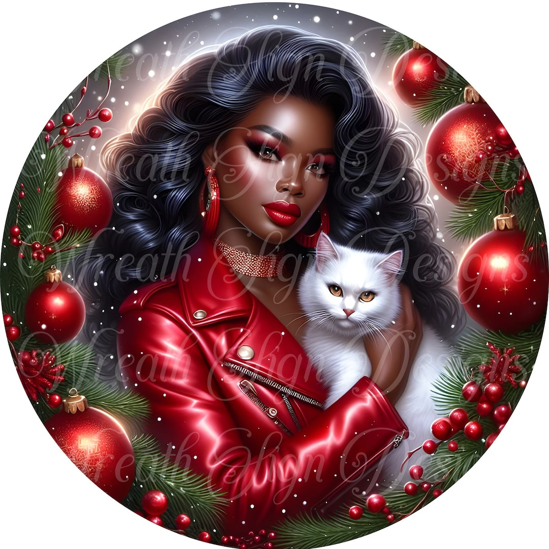 Diva Christmas, Diva Queen Round Metal Wreath Sign, Melanin. African American Strong Black Woman ...