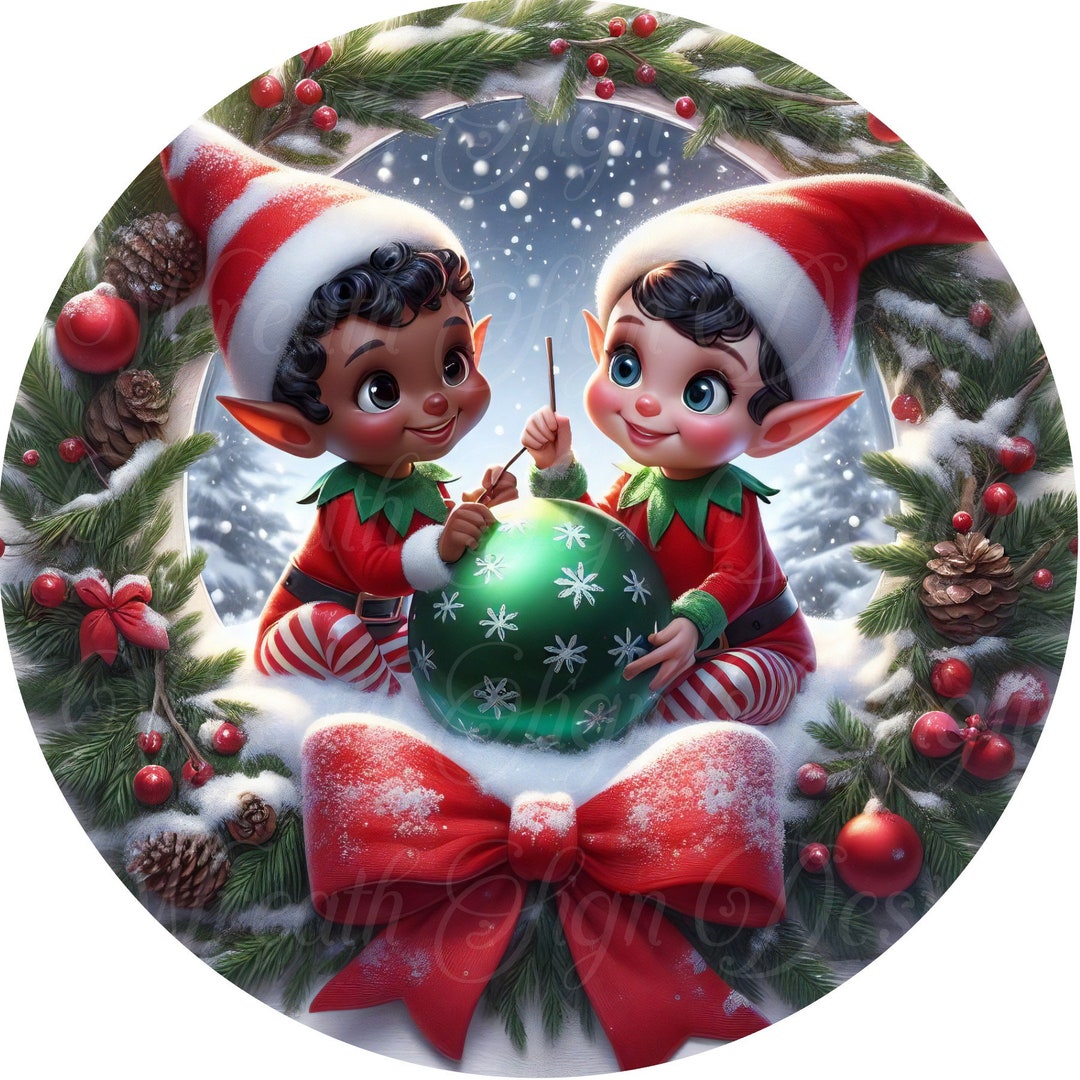 Christmas Elf Wreath Sign: Holiday Centerpiece Attachment - Etsy