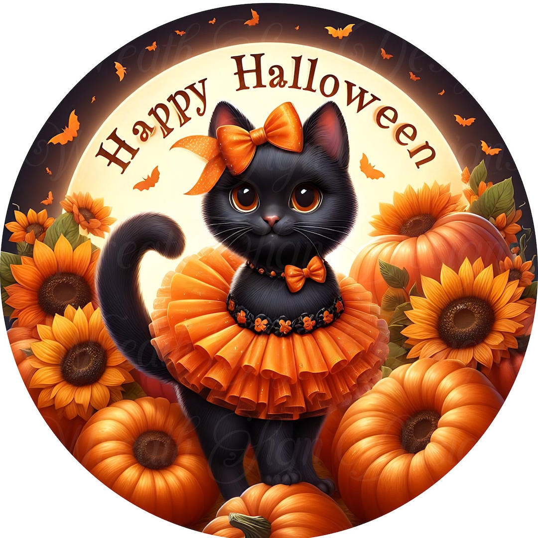 Black Cat Pumpkin Patch Halloween Metal Sign - Etsy