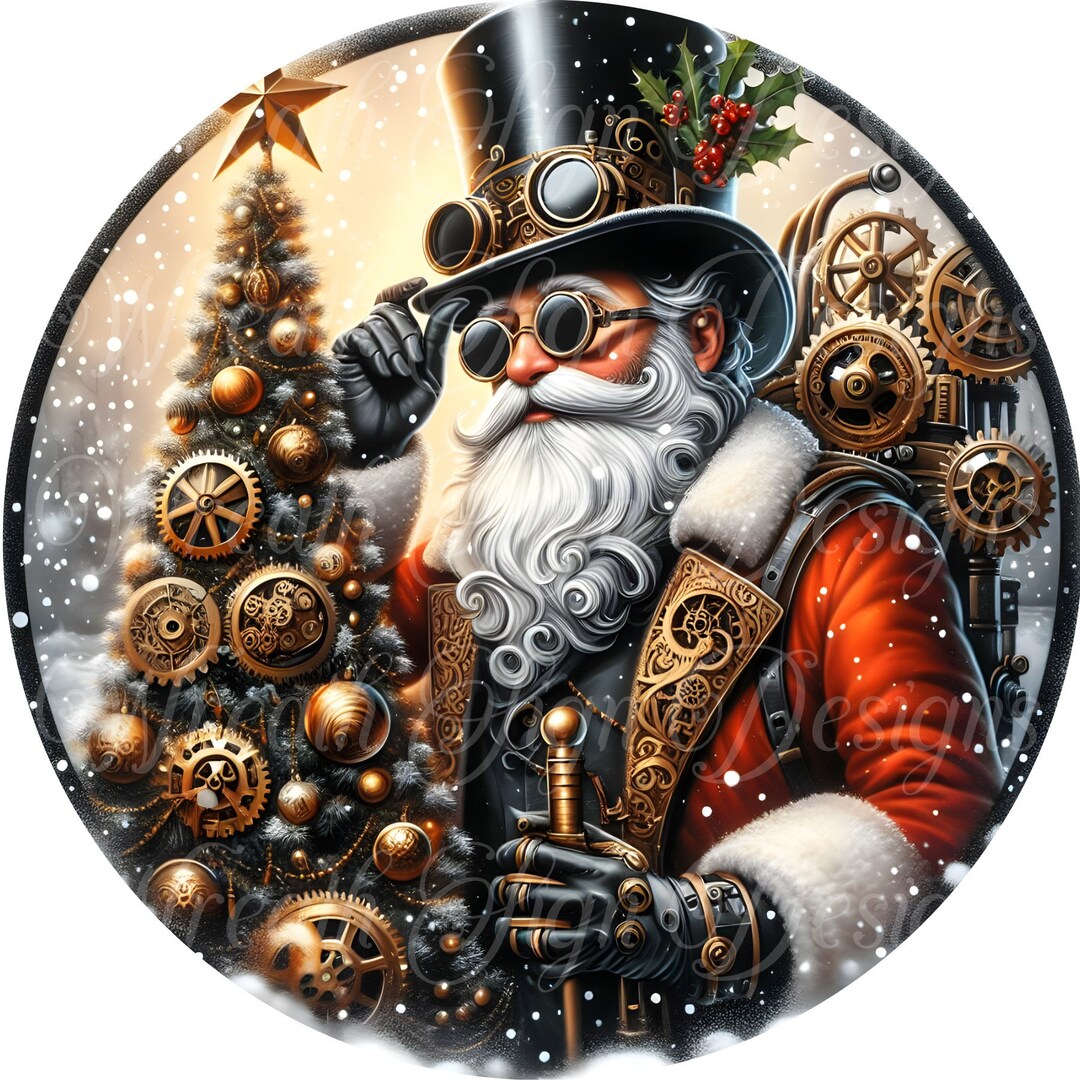 Steampunk Santa Metal Wreath Sign: Gothic Christmas Decor - Etsy