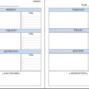 EDITABLE 2024-2025 Blue Student Planner Homeschool Weekly View Lesson ...