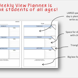 EDITABLE 2024-2025 Blue Student Planner Homeschool Weekly View Lesson ...