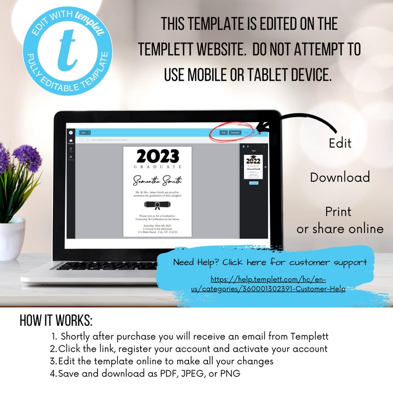 Graduation Celebration Announcement Invitation Editable Template Class ...