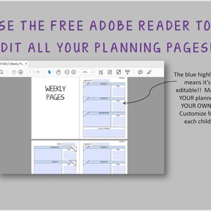 EDITABLE 2024-2025 Blue Student Planner Homeschool Weekly View Lesson ...