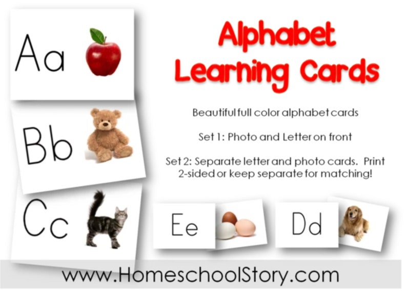 Preschool Alphabet Learning Cards (INSTANT DOWNLOAD) - Etsy