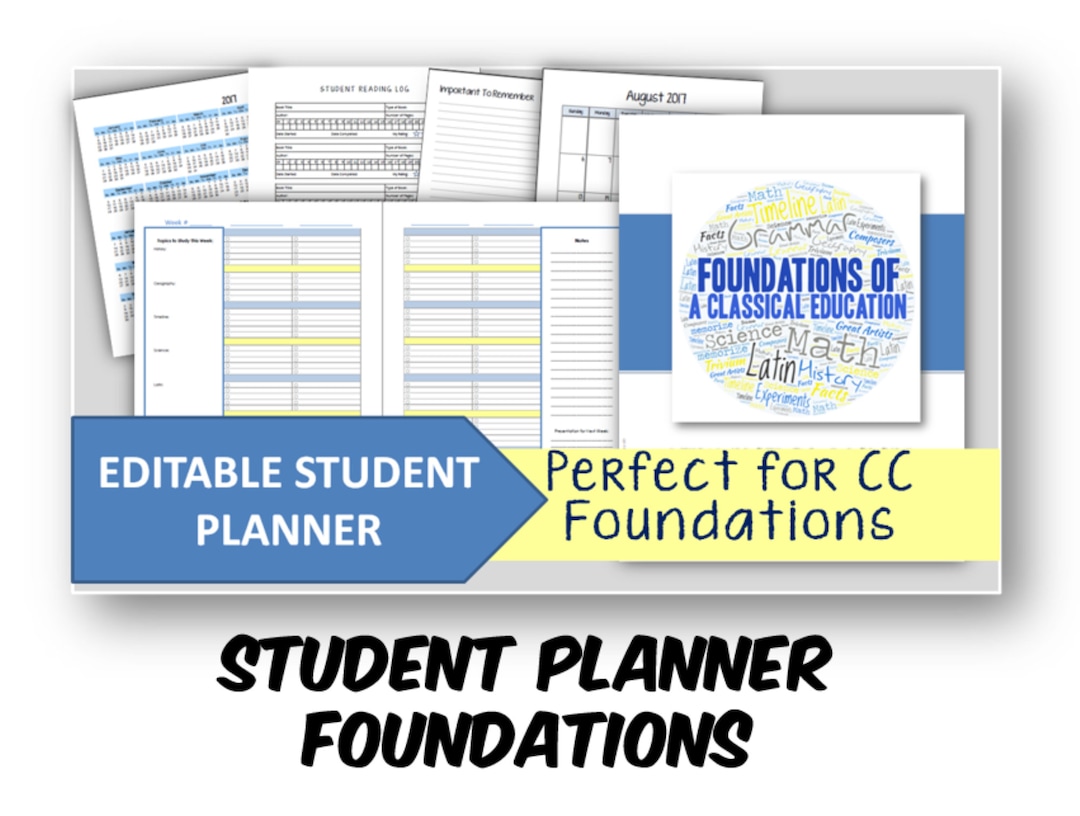 2025-2026 Student Planner - Foundations (CC) - Editable (INSTANT ...