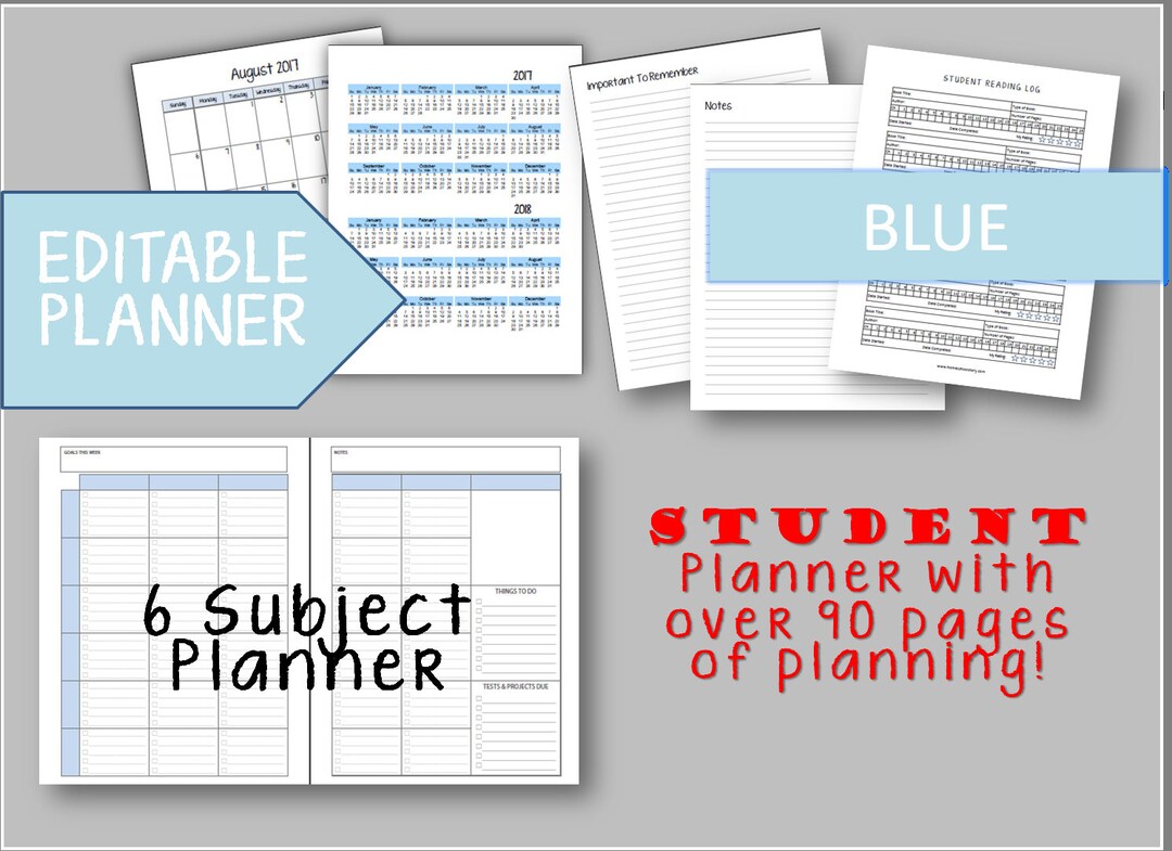2025-2026 EDITABLE Homeschool Planner - 6 Subject - Student Planner - Etsy