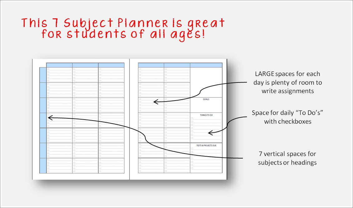 EDITABLE 2024-2025 Student Planner 7 Subject (homeschool) - Etsy