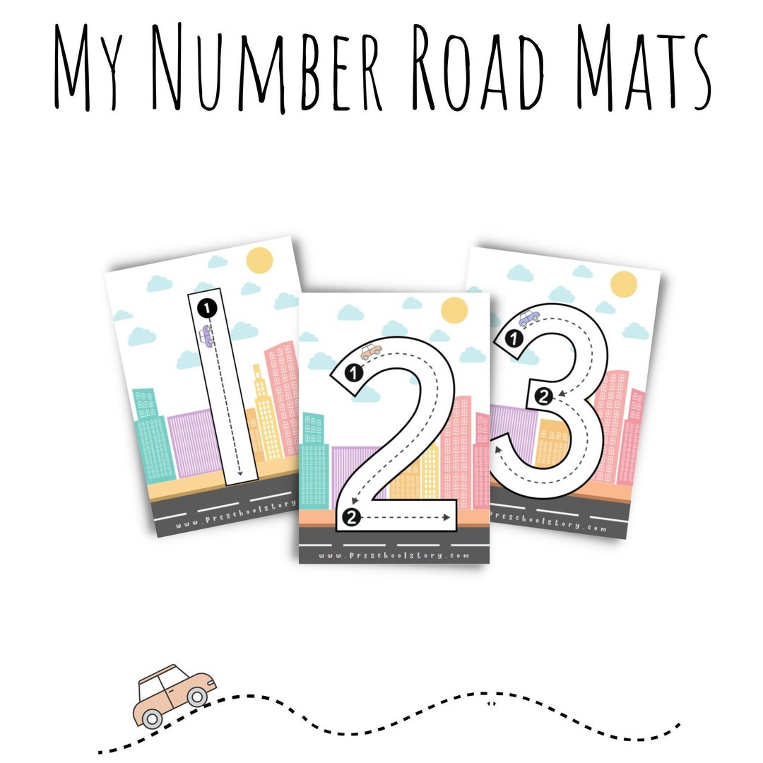 Number Road Mats - Preschool Number Writing Practice - Etsy