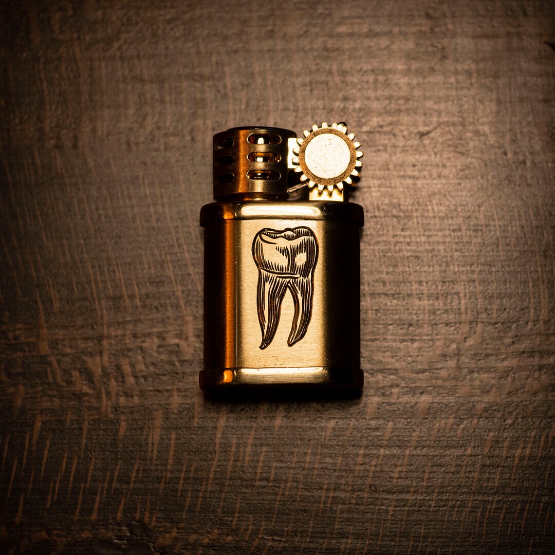 Vintage Trench Style Brass “little Lucky Tooth Lighter” #8 Hand ...
