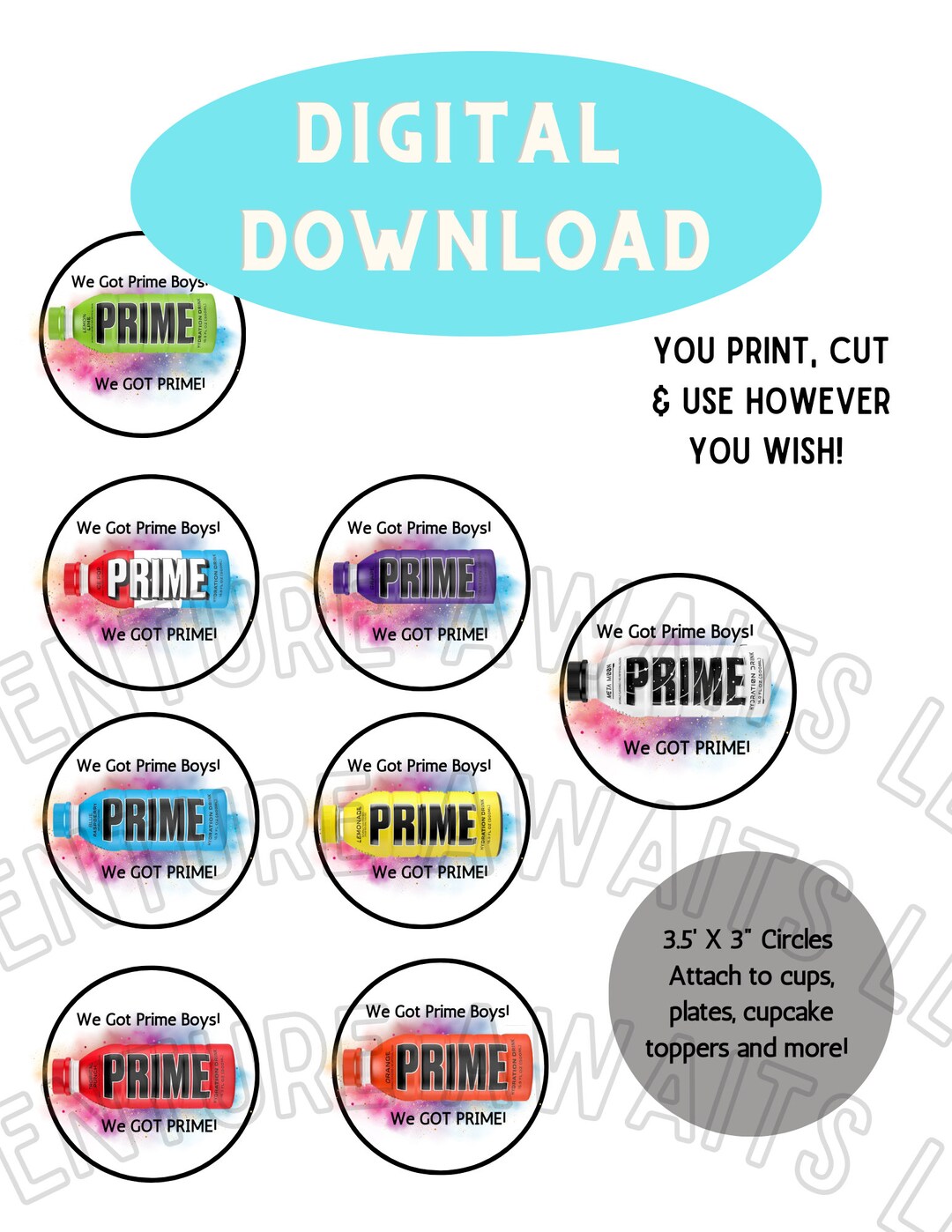 Prime Hydration Party Supplies Round Decor - Etsy