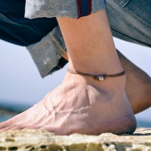 Anklet for Men Silver Links Chain Ankle Bracelet Cuban - Etsy