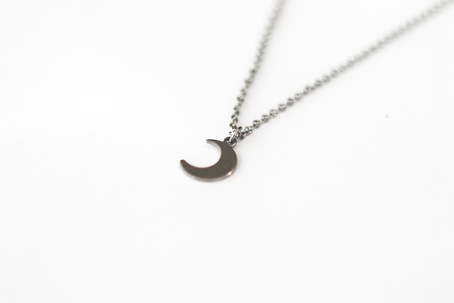 Crescent Moon Necklace for Men, Men's Necklace Silver Half Moon Pendant ...