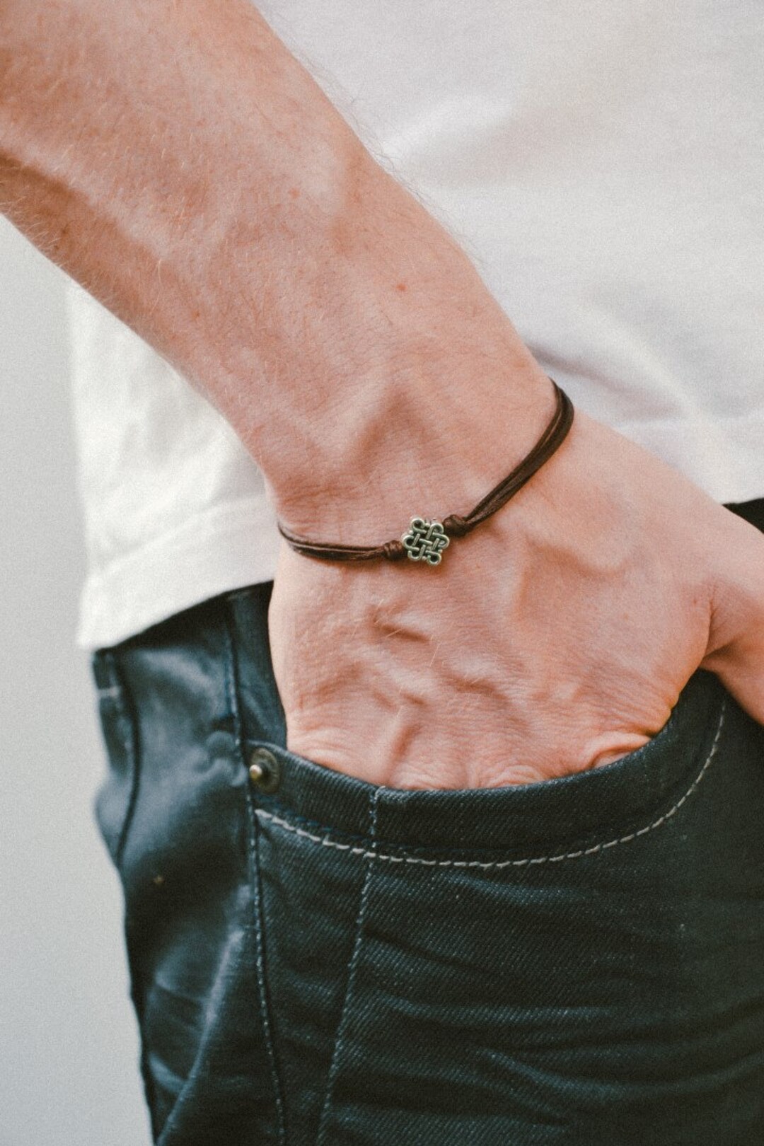 Infinity Bracelet for Men, Brown Cord Men's Bracelet, Silver Infinity ...