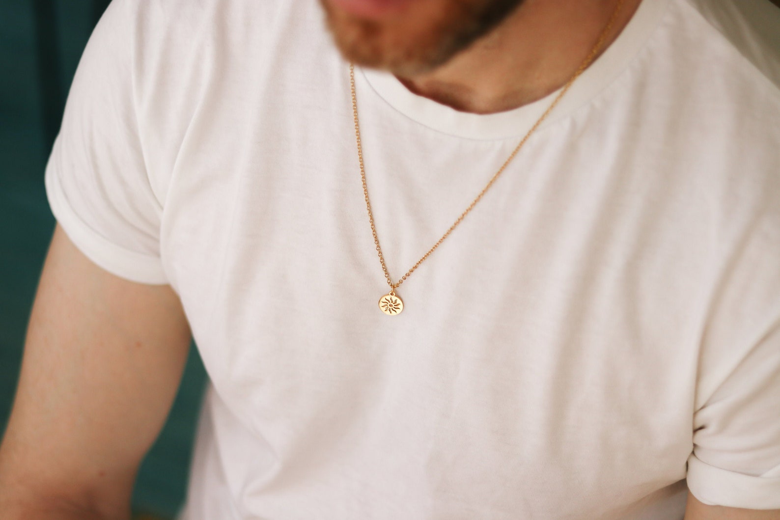 Sun Necklace for Men Groomsmen Gift Men's Necklace Gold - Etsy