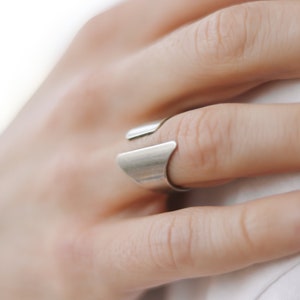 Ring for Men, Silver Front Open Ring, Men's Asymmetric Ring, Gift for ...