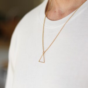 Triangle Necklace for Men, Groomsmen Gift, Men's Necklace With a Gold ...