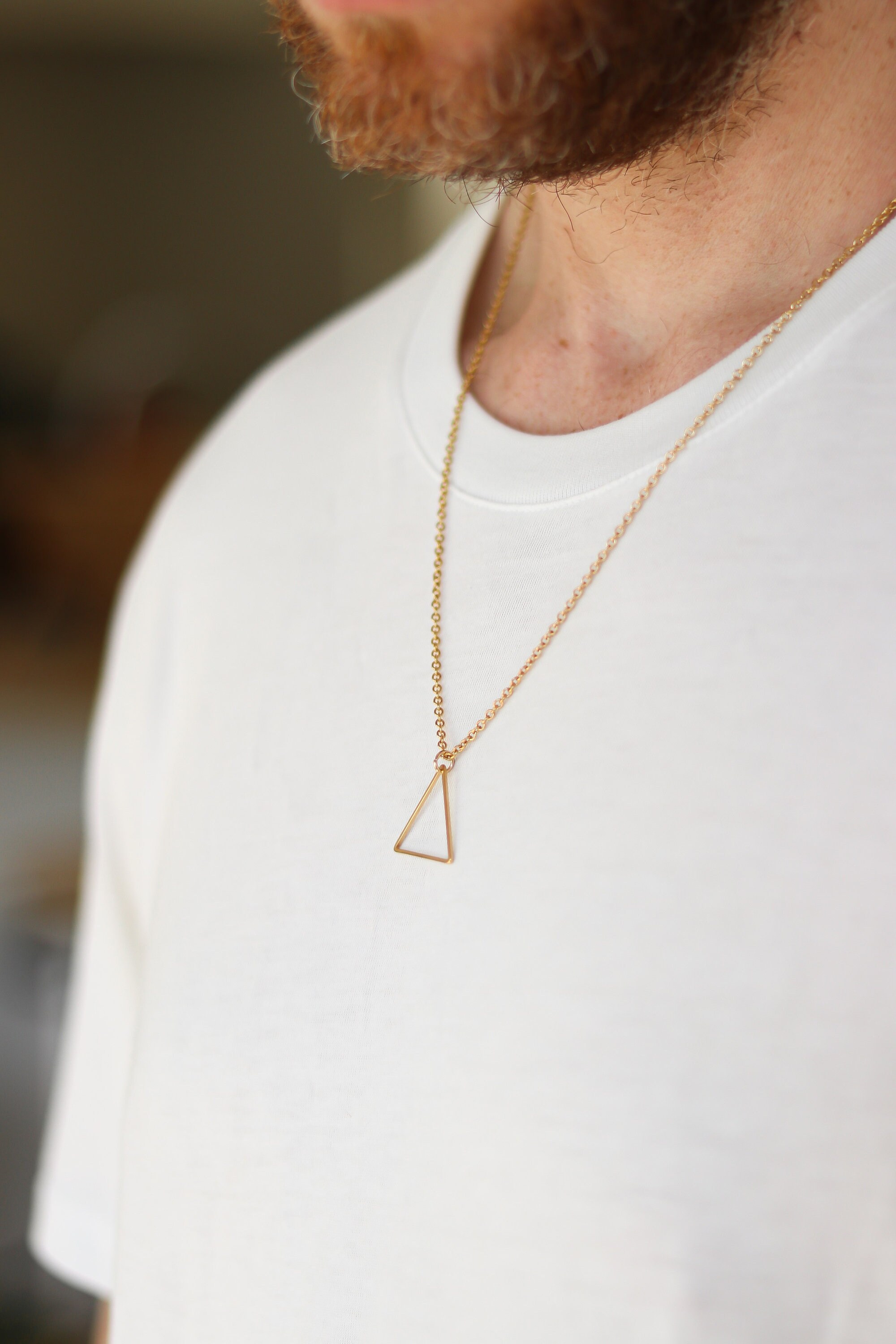 Triangle Necklace for Men Groomsmen Gift Men's Necklace | Etsy
