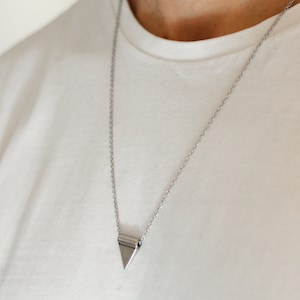 Triangle Necklace for Men, Men's Necklace With a Silver Triangle Bead ...
