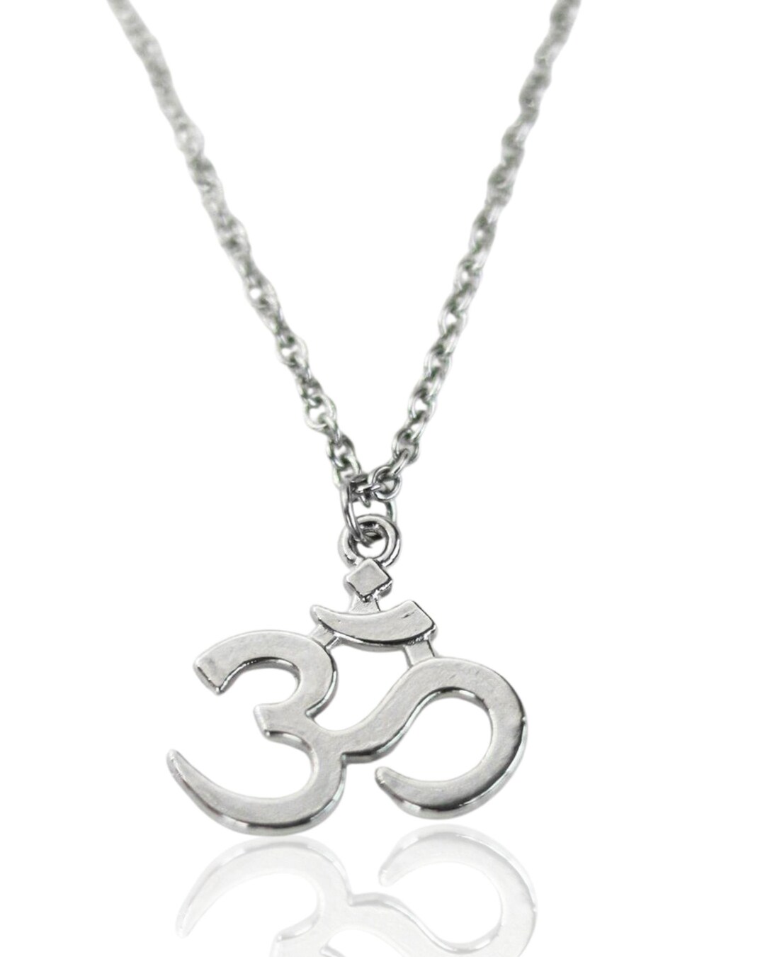 Om Necklace for Men Silver Tone Om Pendant Hindu Symbol Men's Chain ...