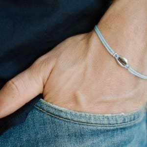 Seashell Bracelet Mens Bracelet Silver Cowrie Shell Charm Blue Bracelet ...