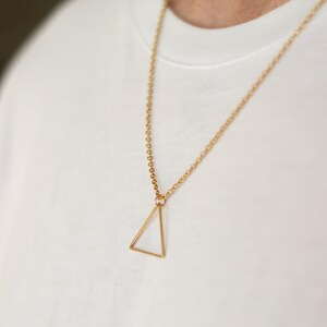 Triangle Necklace for Men, Groomsmen Gift, Men's Necklace With a Gold ...