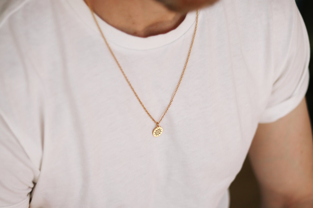Sun Necklace for Men, Groomsmen Gift, Men's Necklace Gold Sun Pendant ...