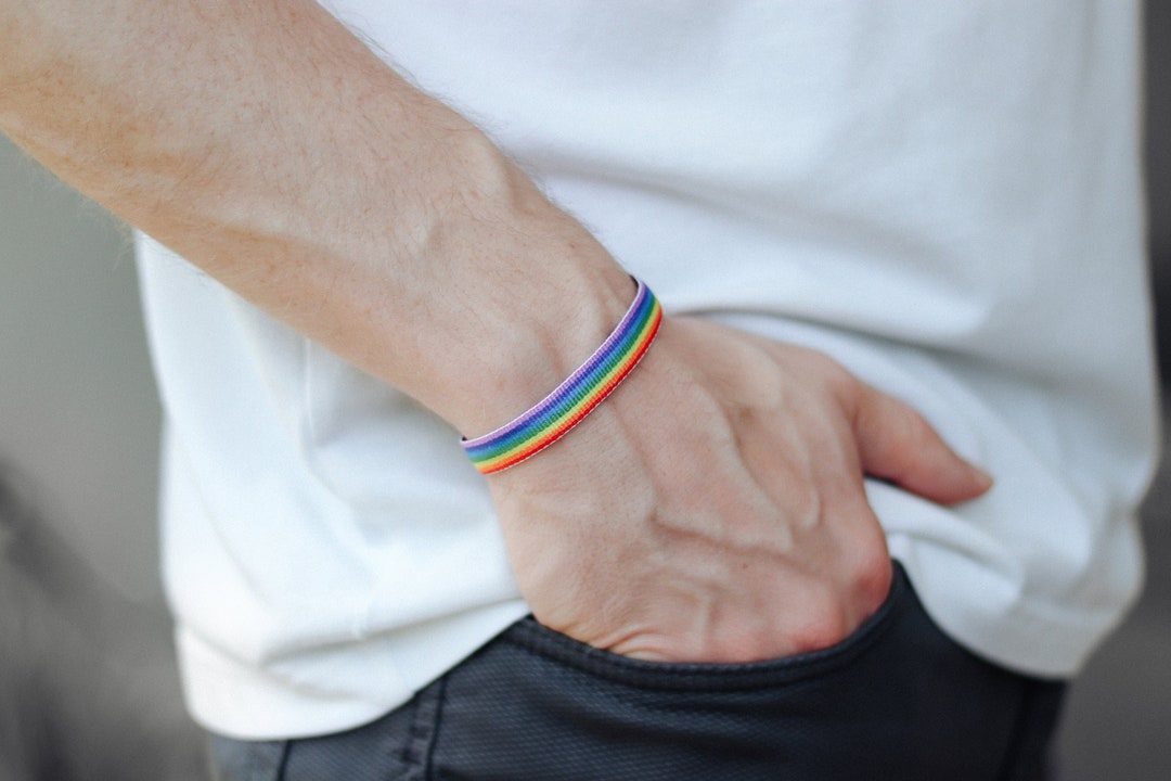 Pride Bracelet, Rainbow Flag Colors, LGBTQ Strap Cuff Bracelet, Pride ...