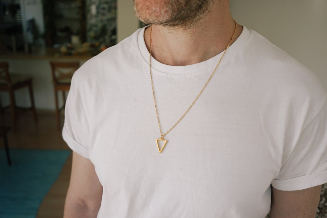 Triangle Necklace for Men Necklace Gold Triangle Inverted Pendant ...