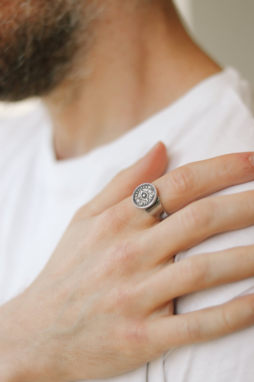 Ring for Men, Evil Eye Coin Ring, Silver Men's Ring, Gift for Him ...