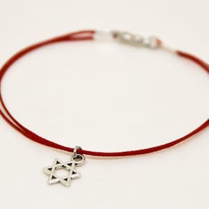 Dangle Star of David Men's Bracelet, Silver, Gift for Him, Red Bracelet ...