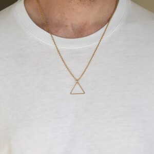 Triangle Necklace for Men, Groomsmen Gift, Men's Necklace With a Gold ...