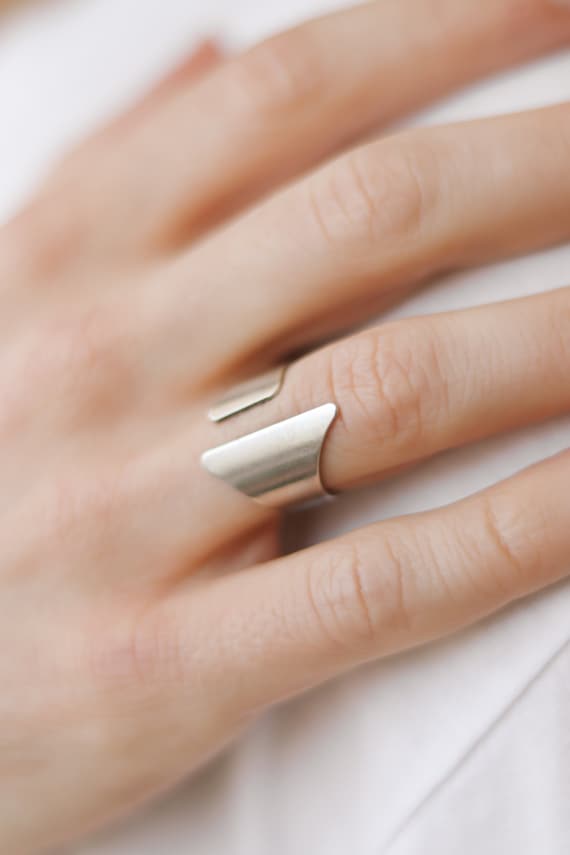 Ring for Men Silver Front Open Ring Men's Asymmetric - Etsy