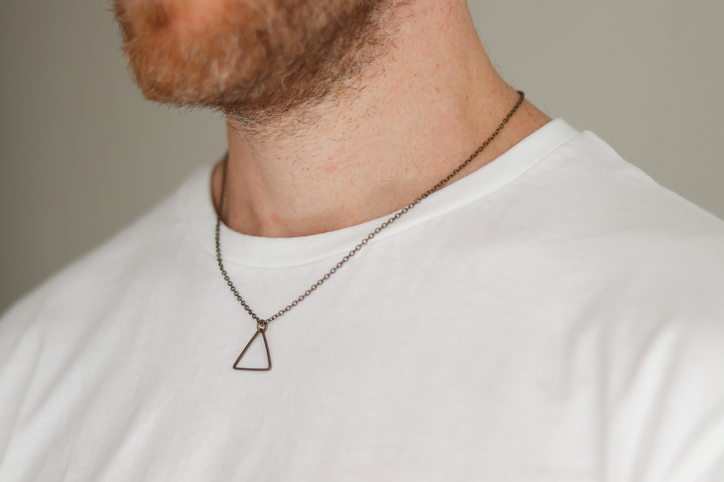 Triangle Necklace for Men Groomsmen Gift Men's Necklace | Etsy