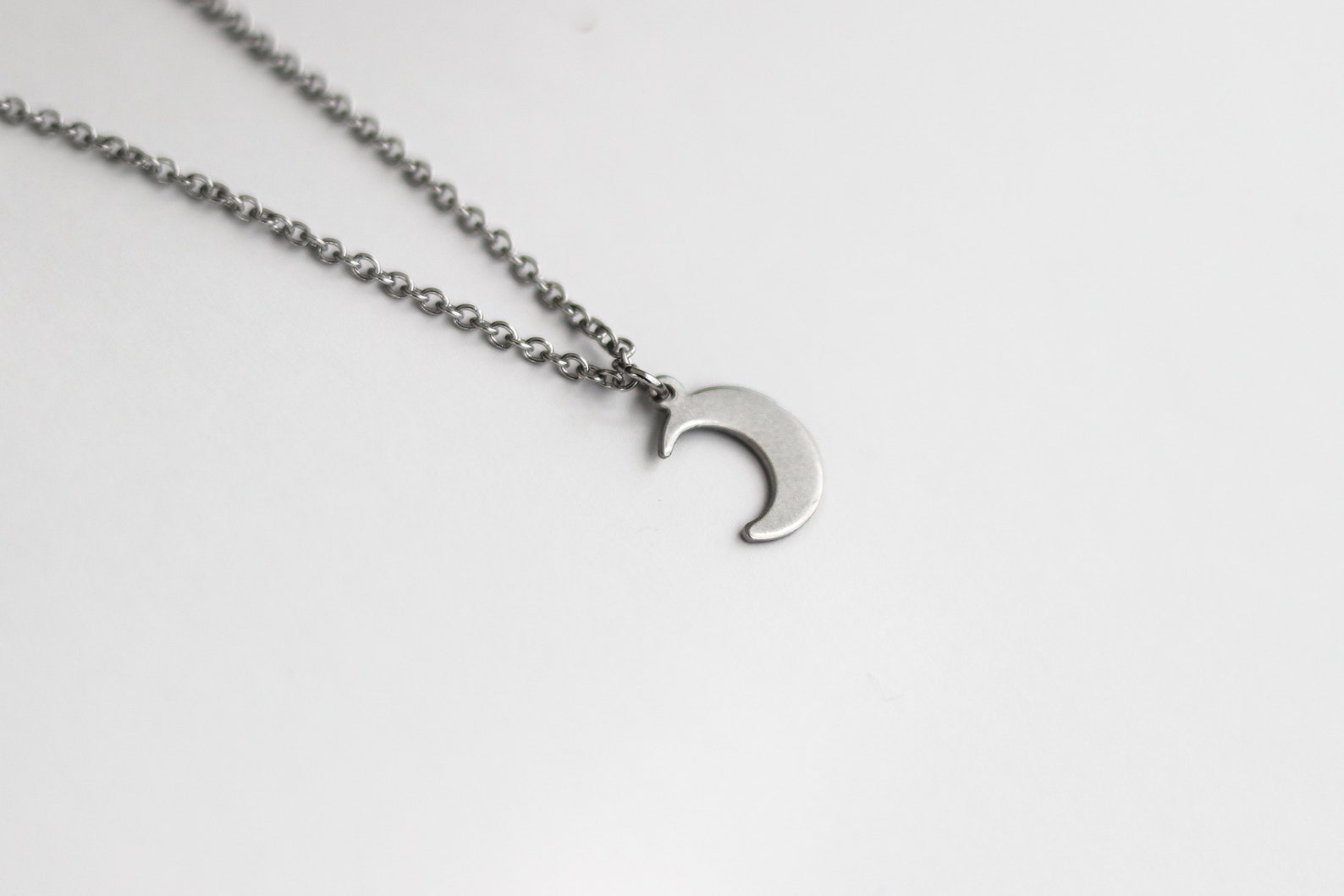 Crescent Moon Necklace for Men, Men's Necklace Silver Half Moon Pendant ...