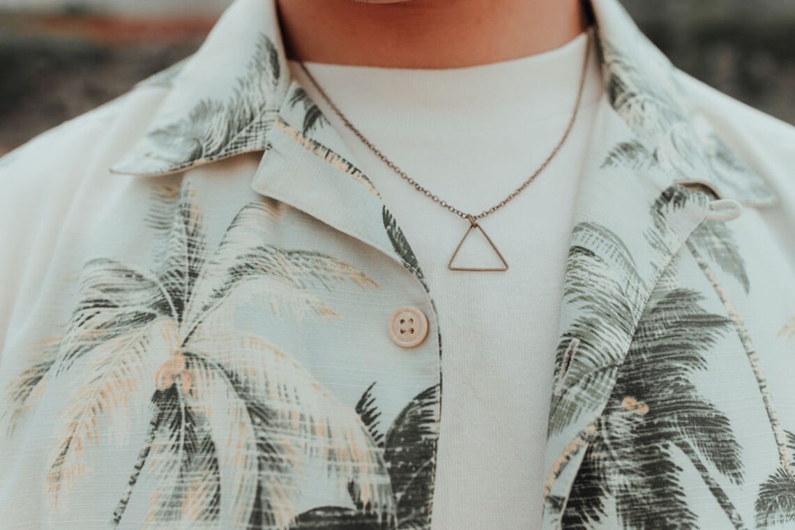 Triangle necklace for men groomsmen gift men's necklace | Etsy