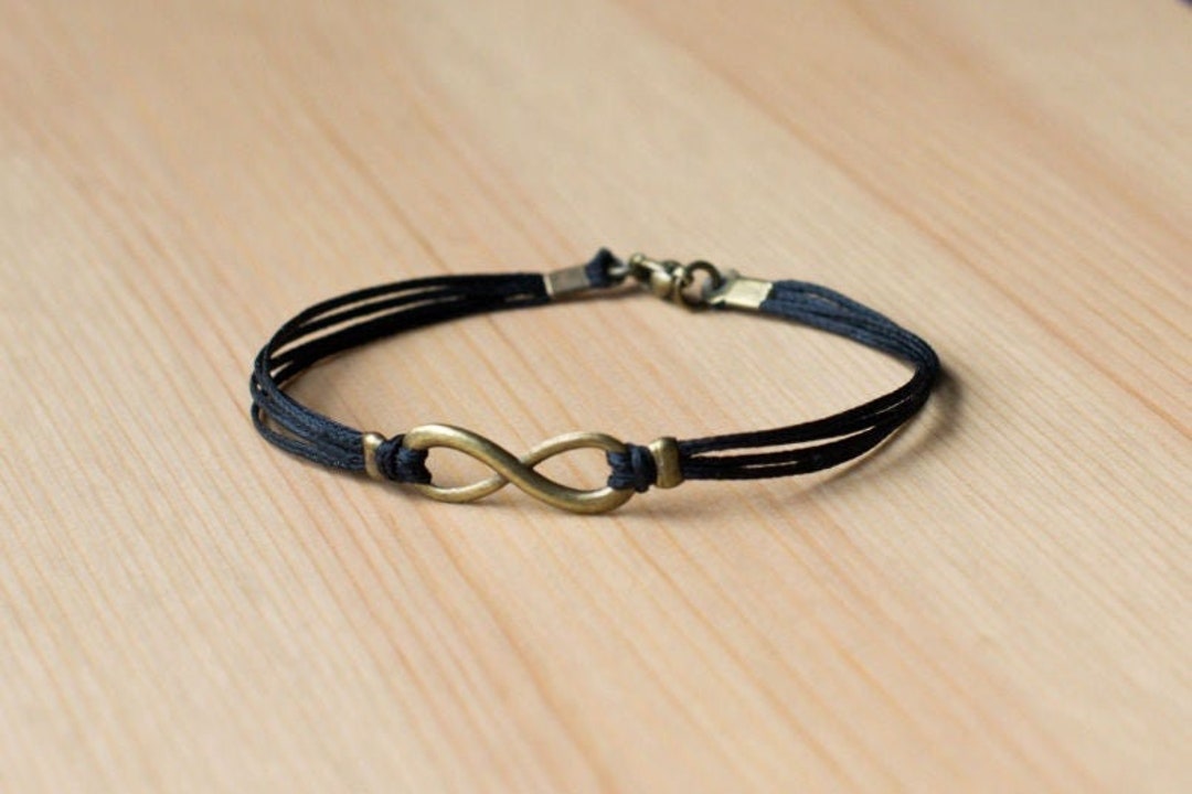 Infinity Bracelet for Men, Custom String Color Men's Bracelet, Bronze ...