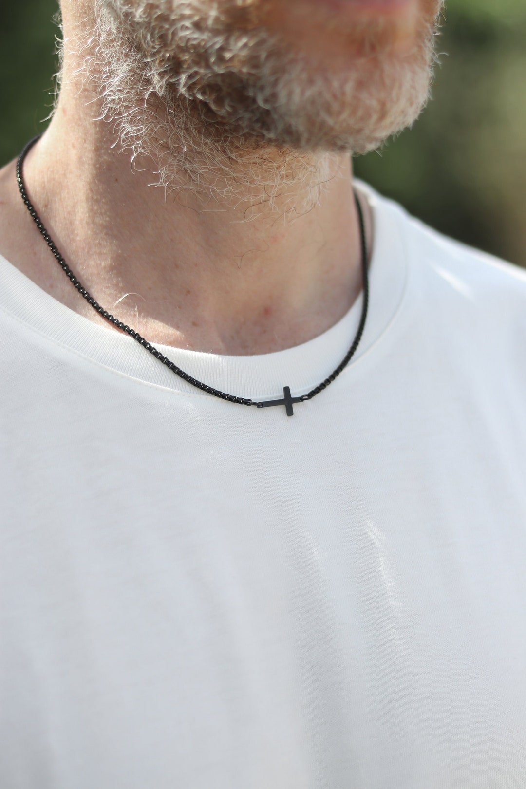 Cross Necklace for Men, Sideways Cross, Mens Necklace Waterproof Cross ...