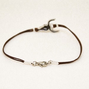 Bull Head Bracelet, Men's Bracelet, Silver Bull Charm, Brown Bracelet ...