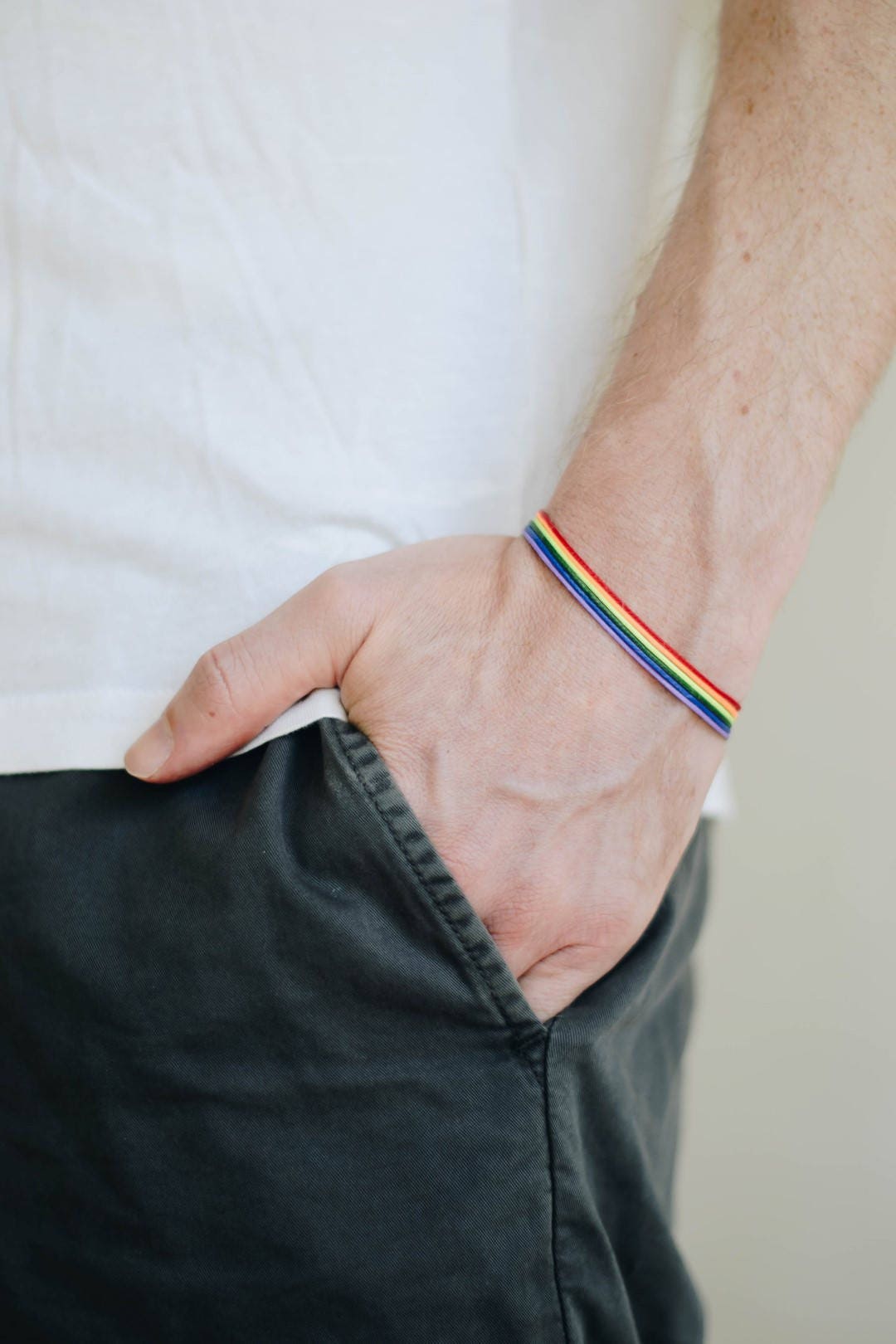 Pride Bracelet, Rainbow Flag Colors, LGBT String Bracelet, Bracelet ...