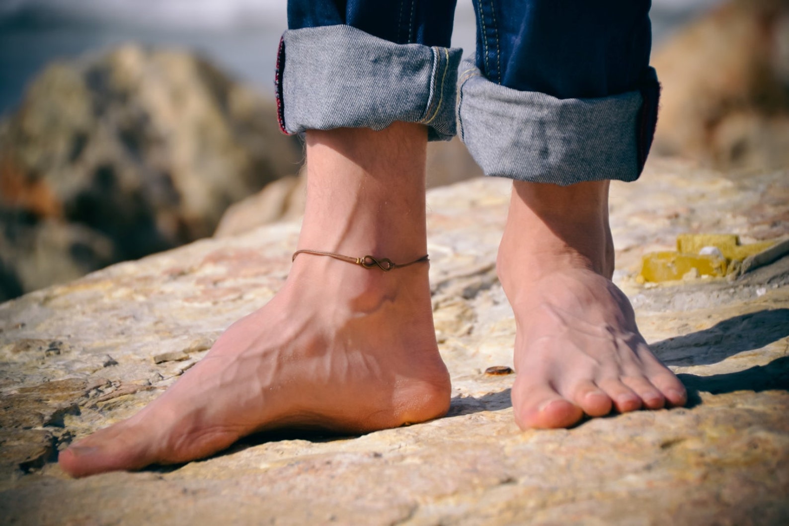 Infinity Anklet for Men Men's Anklet With a Bronze - Etsy