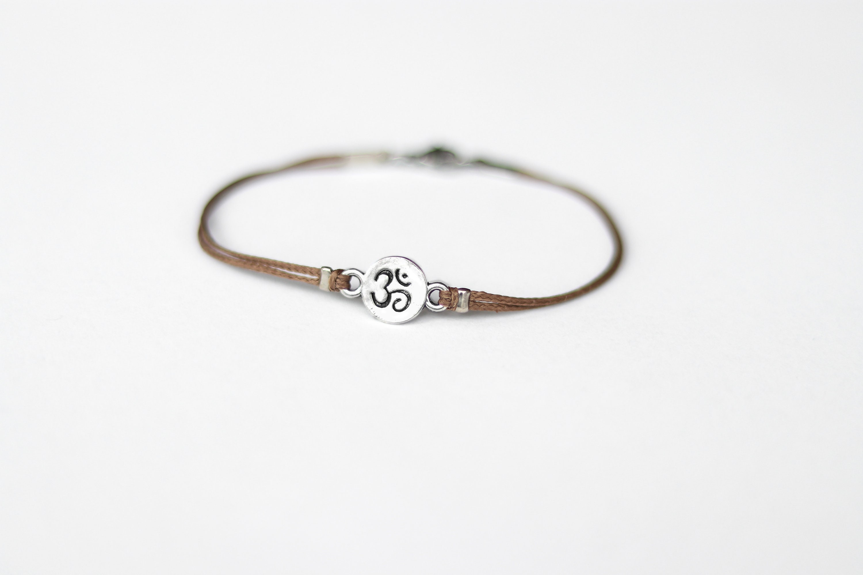 OM Bracelet Men's Bracelet Silver Ohm Charm Hindu Brown - Etsy Australia