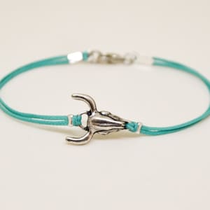 Bull Head Bracelet, Men's Bracelet, Silver Bull Charm, Turquoise ...