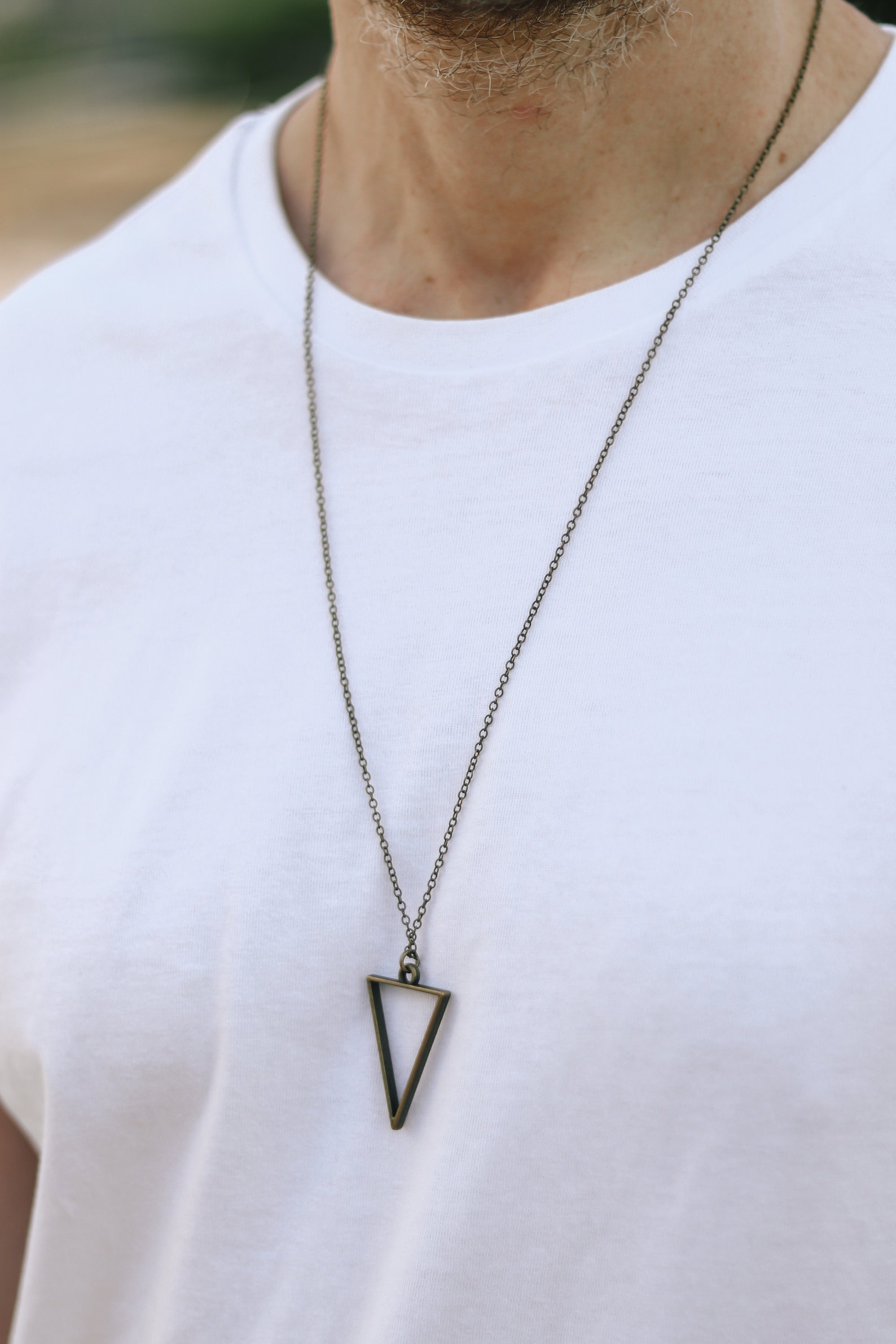 Triangle necklace for men groomsmen gift men's necklace | Etsy