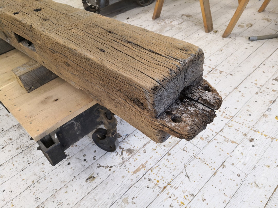 8 1/4"x8 1/2"x 82" Hand Hewn Oak Beam, Farmhouse, Barnbeam, Cabin ...