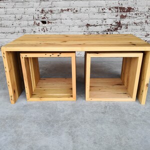 Rustic Modern Reclaimed Oak Cube Chairs and Table Farmhouse Coffee ...