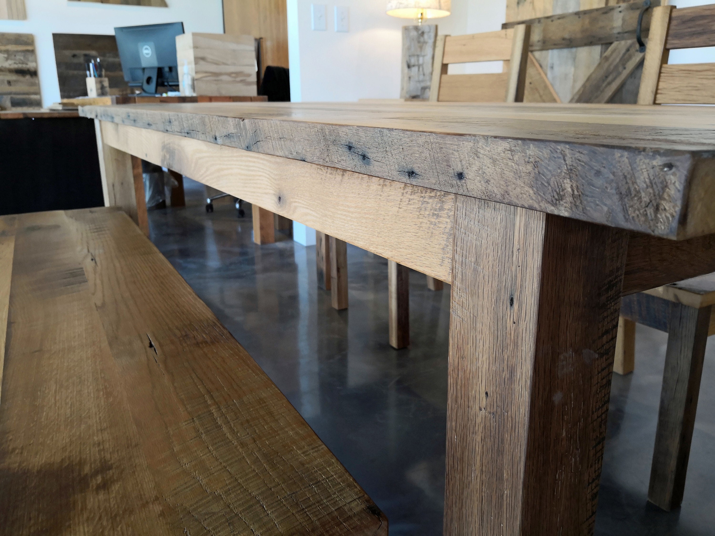 Rustic Reclaimed Oak Farm Table | Etsy