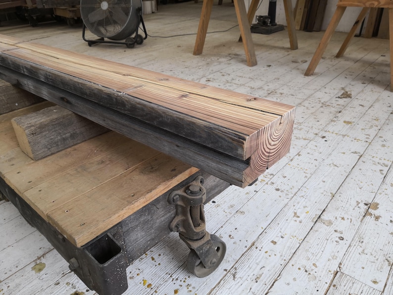 Antique Heart Pine Mantel - 4x6 Barn Beam Shelf - Custom Length (PLANED ...